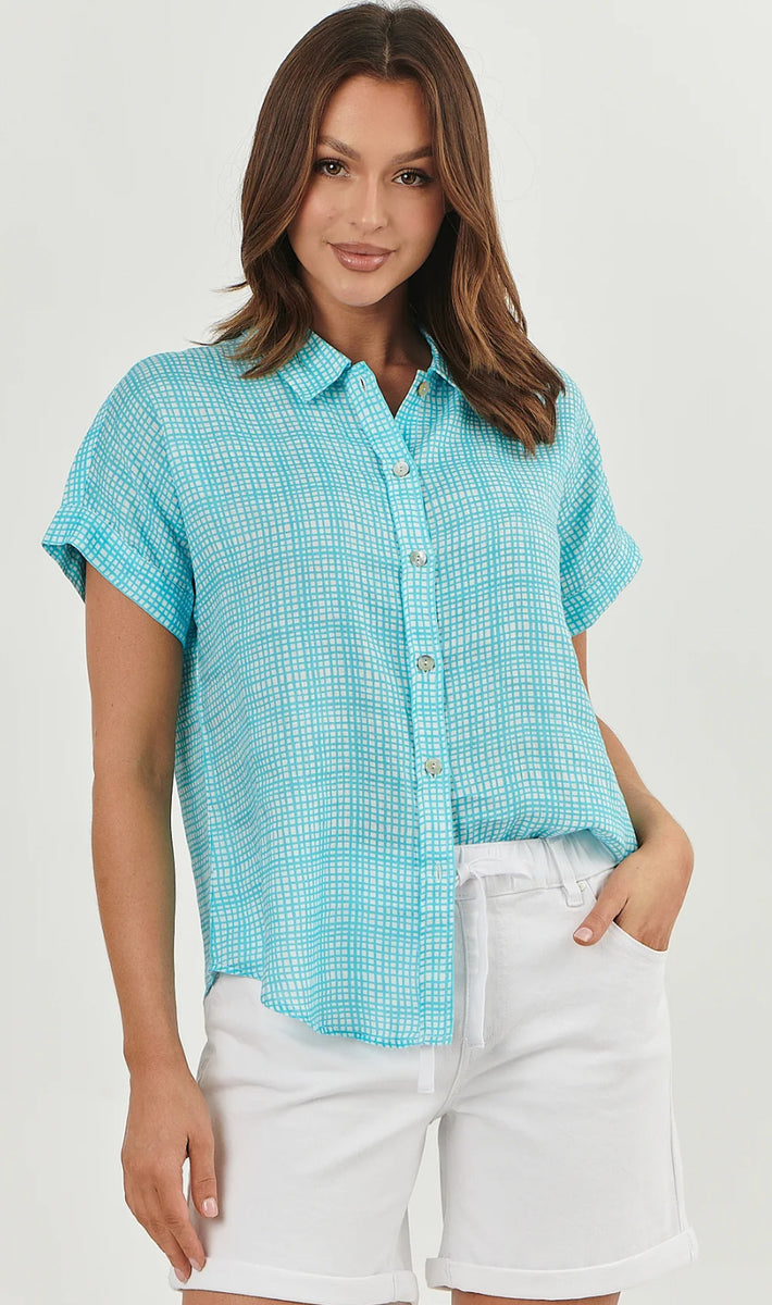 Enveloppe Mini Turquoise Linen Shirt – Lemmons Store